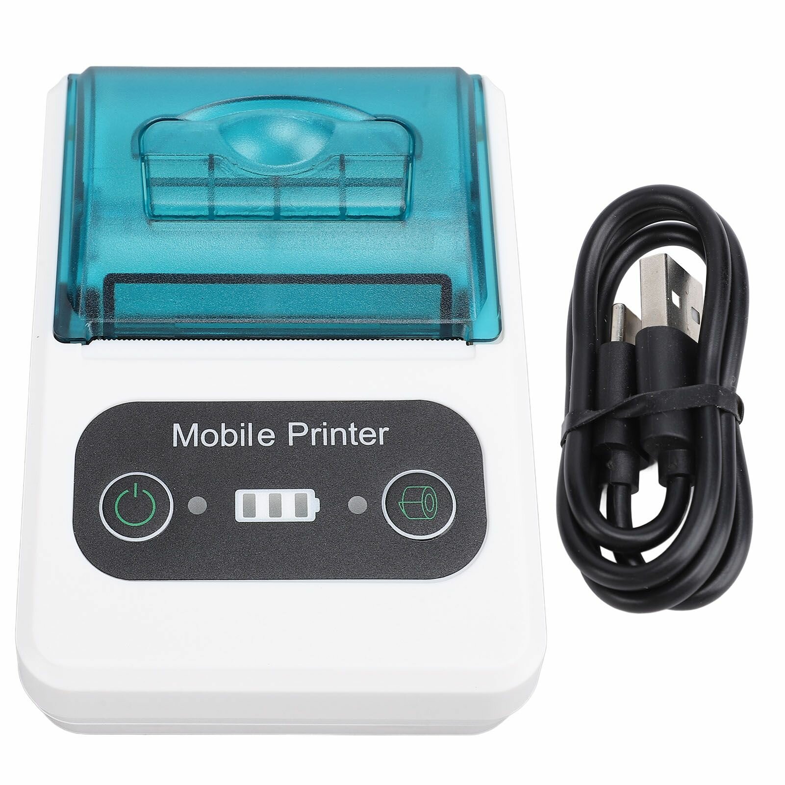 58-миллиметровый Bluetooth-принтер для термопечати чеков, портативный принтер с маленьким зубчатым лезвием для офиса, розничного магазина, ресторана, зеленый, белый