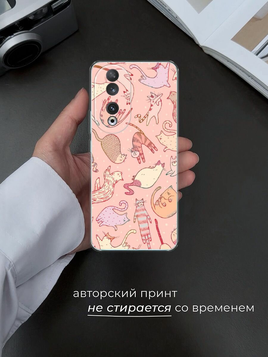 Силиконовый чехол на Honor 90 / Хонор 90 с принтом "Розовое счастье" — фото 1