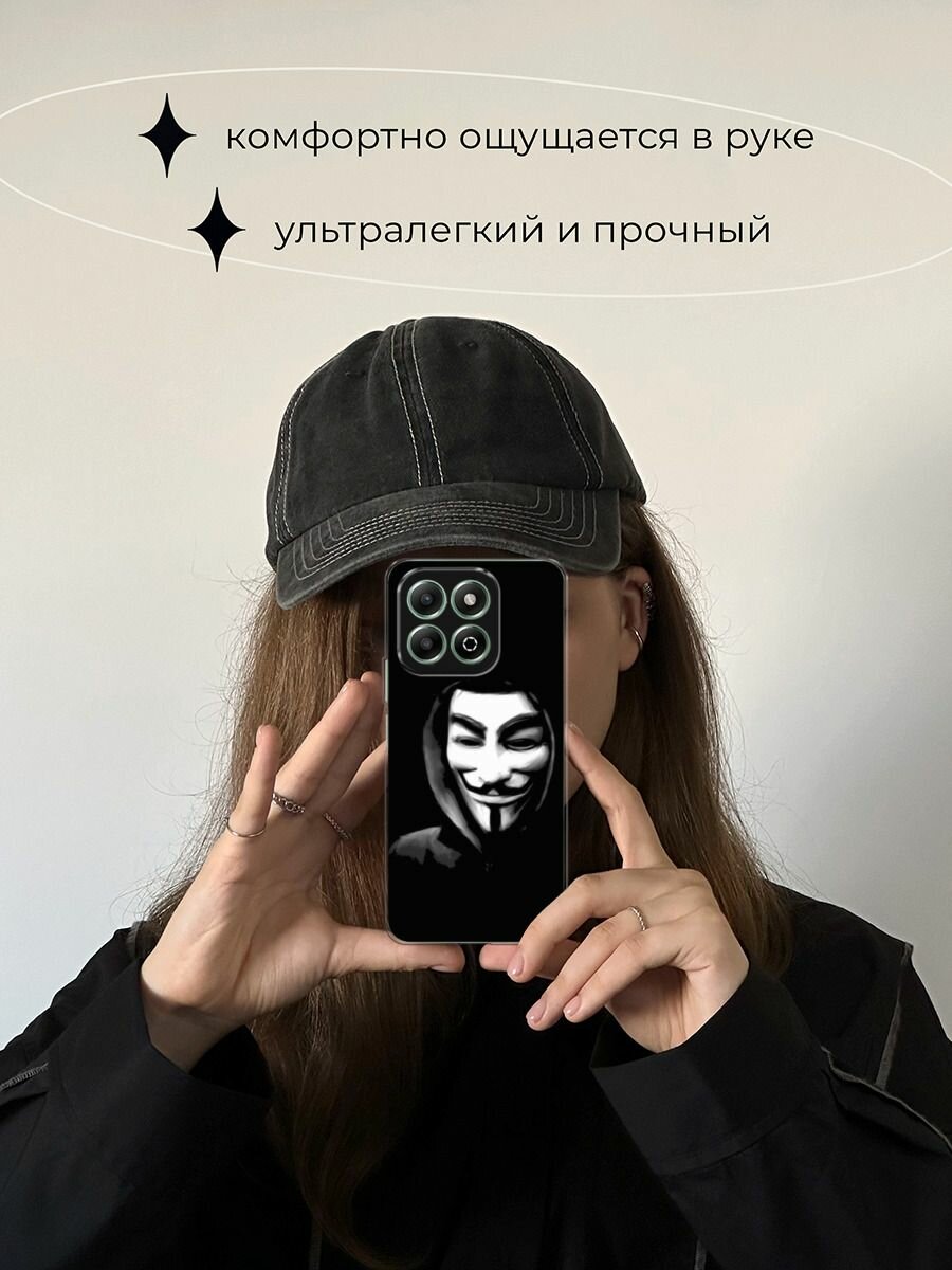 Силиконовый чехол на Honor X6b / Хонор X6b с принтом "Анонимус" — фото 1