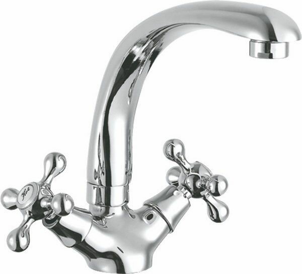 Смеситель для раковины на кухню или ванну. Кухонный кран для воды с высоким изливом для мойки. Сантехника для кухни VIKO V-1233 Хром