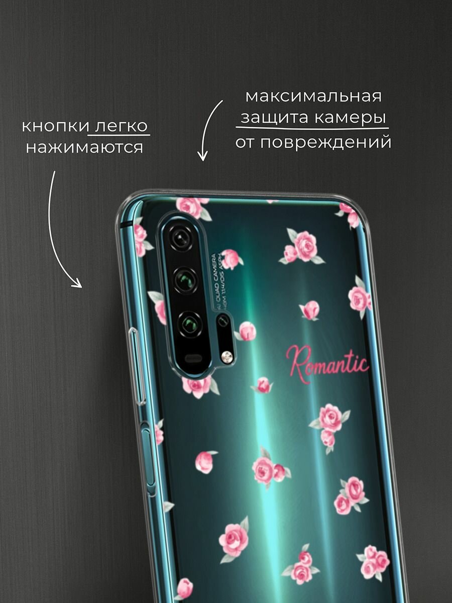 Чехол на Honor 20 Pro / Хонор 20 Про с принтом "Romantic 2", прозрачный — фото 1