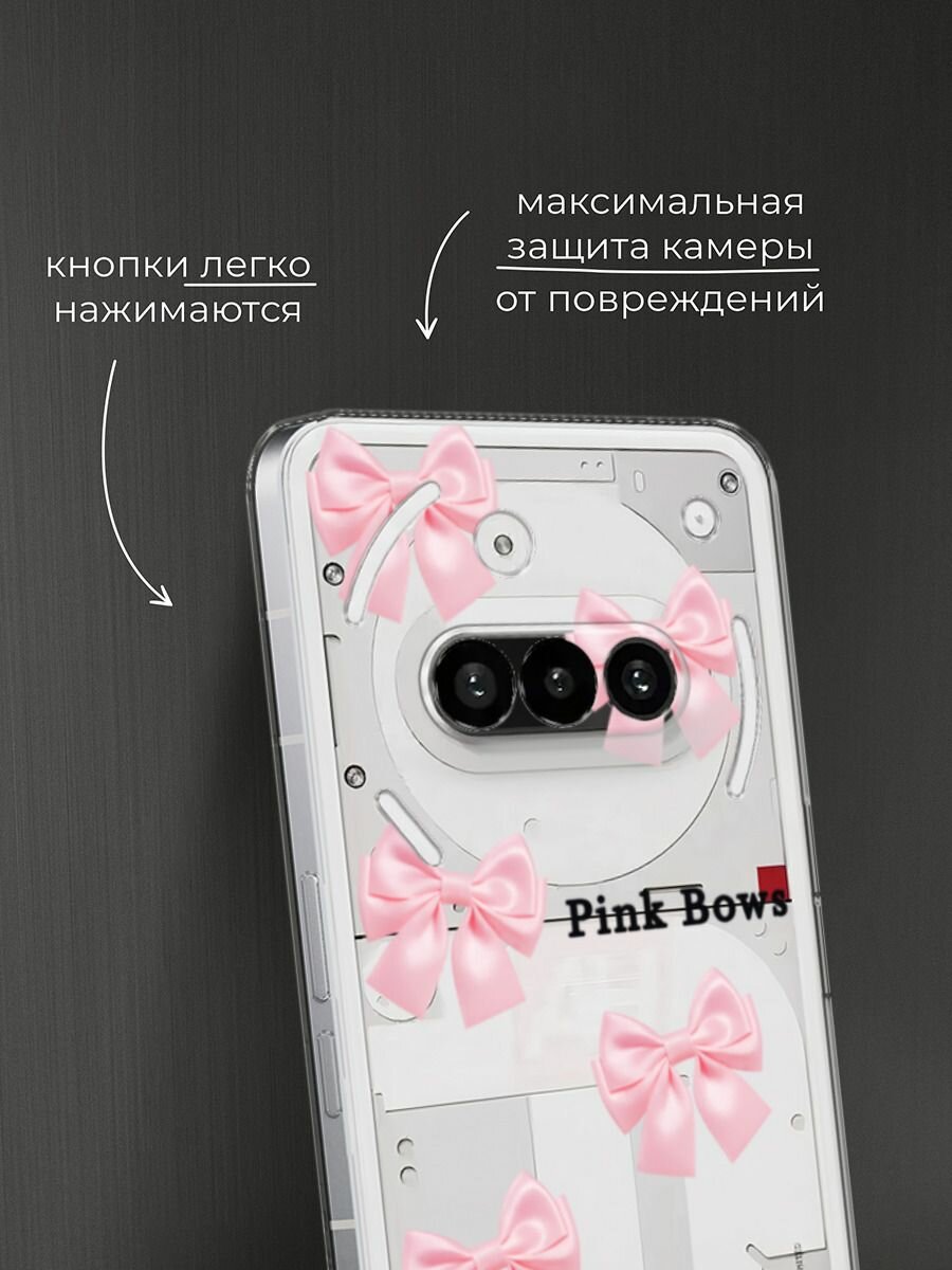 Чехол на Nothing Phone 3a / Нотинг Фон 3а с принтом "Pink Bows", прозрачный — фото 1