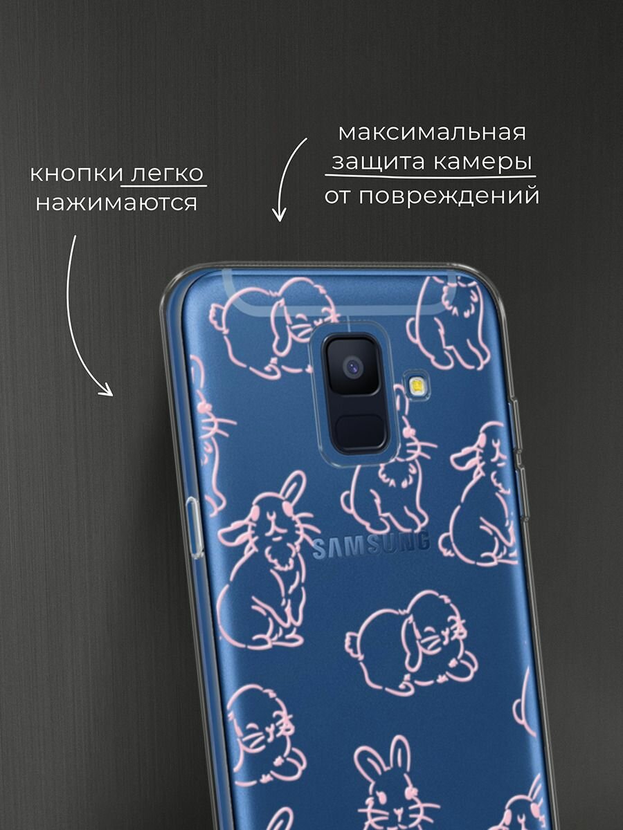 Чехол на Samsung Galaxy A6 / Самсунг Галакси А6 с принтом "Розовый ситует кролика 2" — фото 1