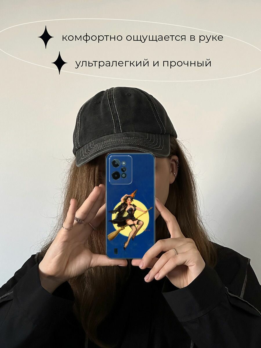 Силиконовый чехол на Realme C31 / Реалми C31 с принтом "Pin-Up Witch" — фото 1