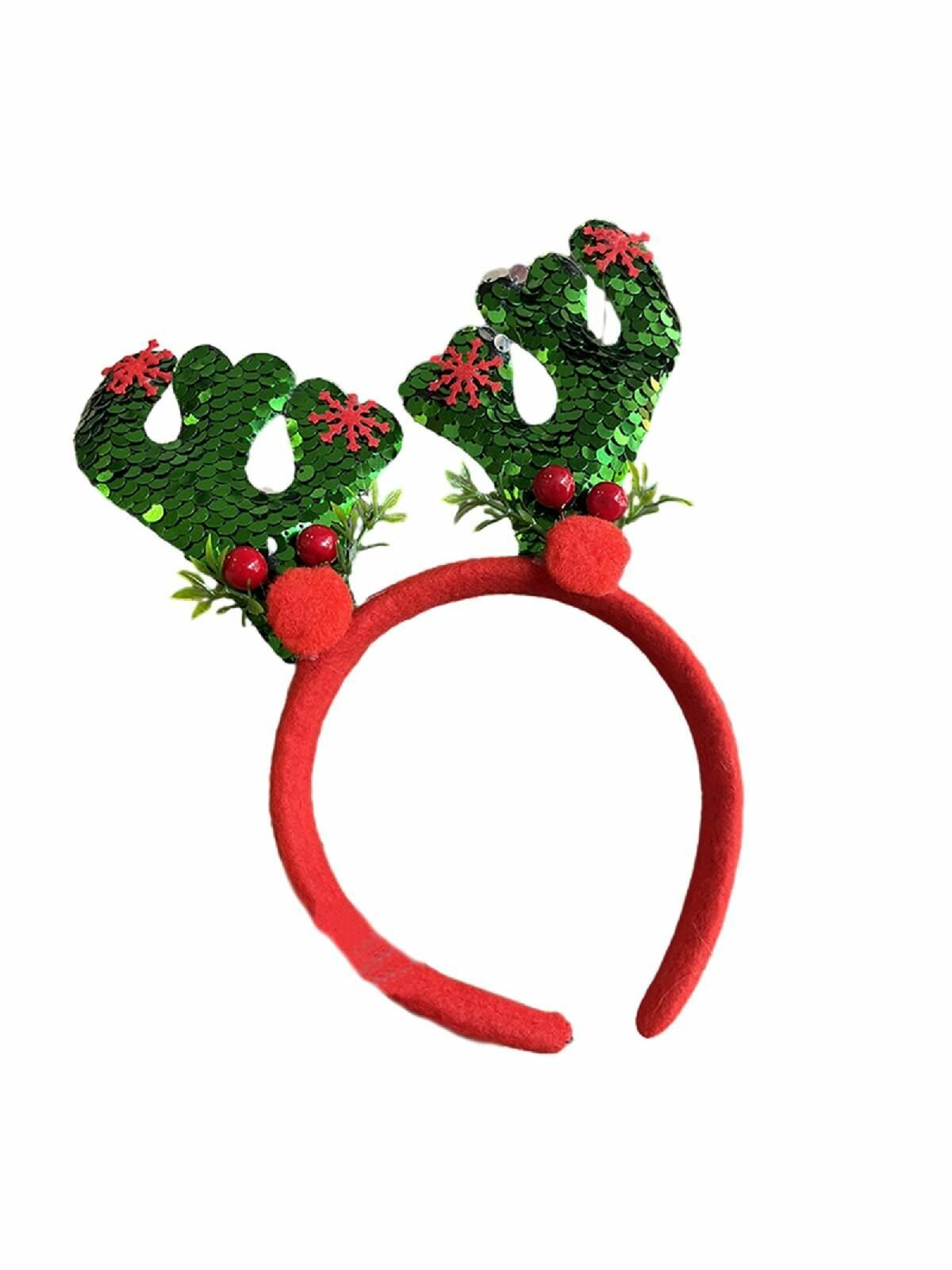 Повязка для волос с пайетками для взрослых и подростков на праздник, - зеленое рождественское дерево