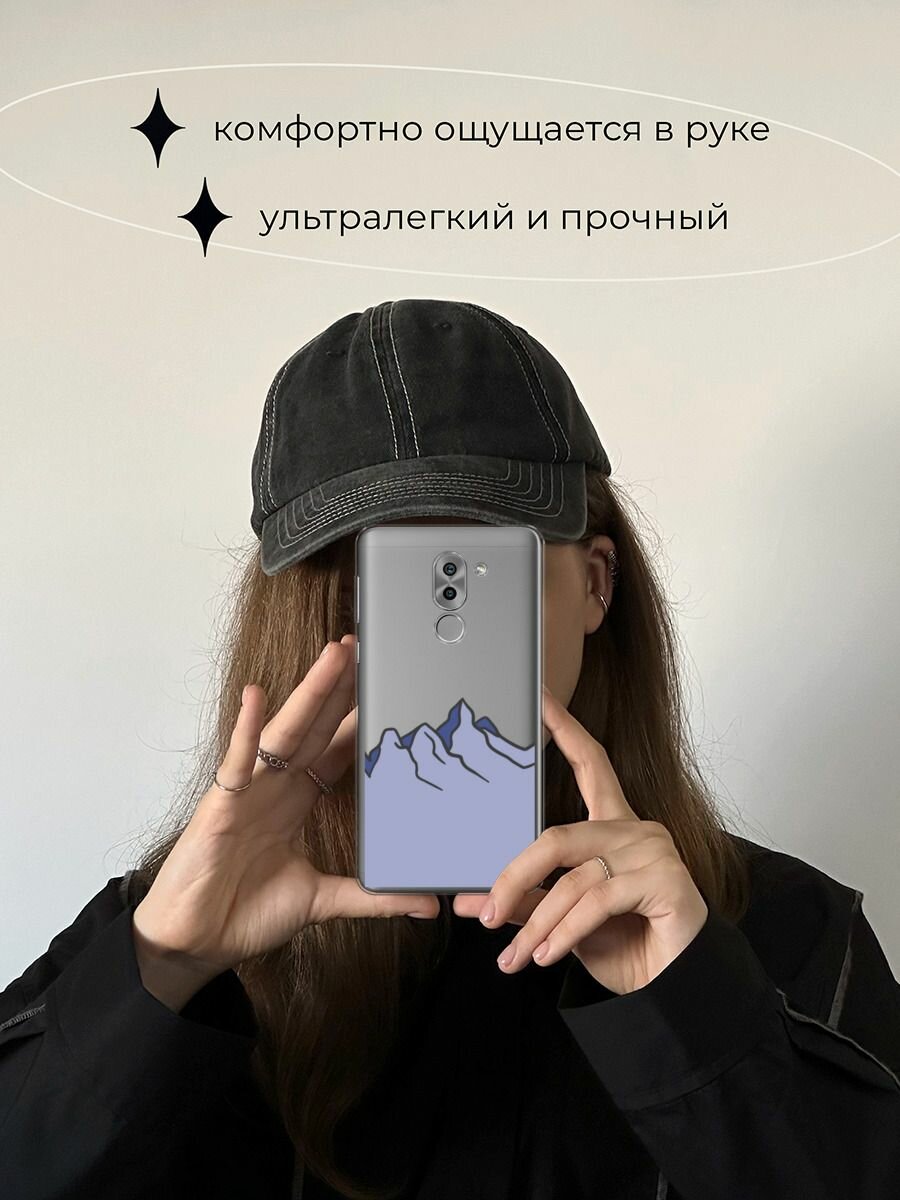 Силиконовый чехол на Honor 6X / Хонор 6Х с принтом "Гора", прозрачный — фото 1