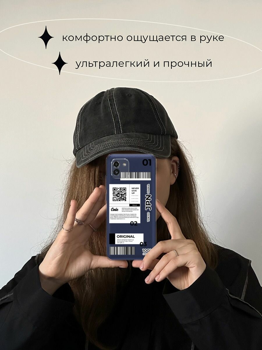 Чехол на Samsung Galaxy A03 / Самсунг Галакси А03 с принтом "JPN", прозрачный — фото 1