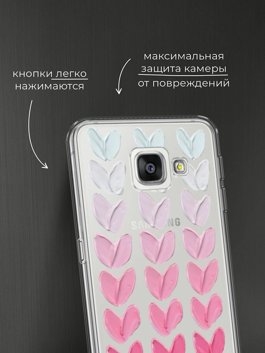 Чехол на Samsung Galaxy A3 2016 / Самсунг Галакси А3 2016 с принтом "Градиент из сердечек" — фото 1