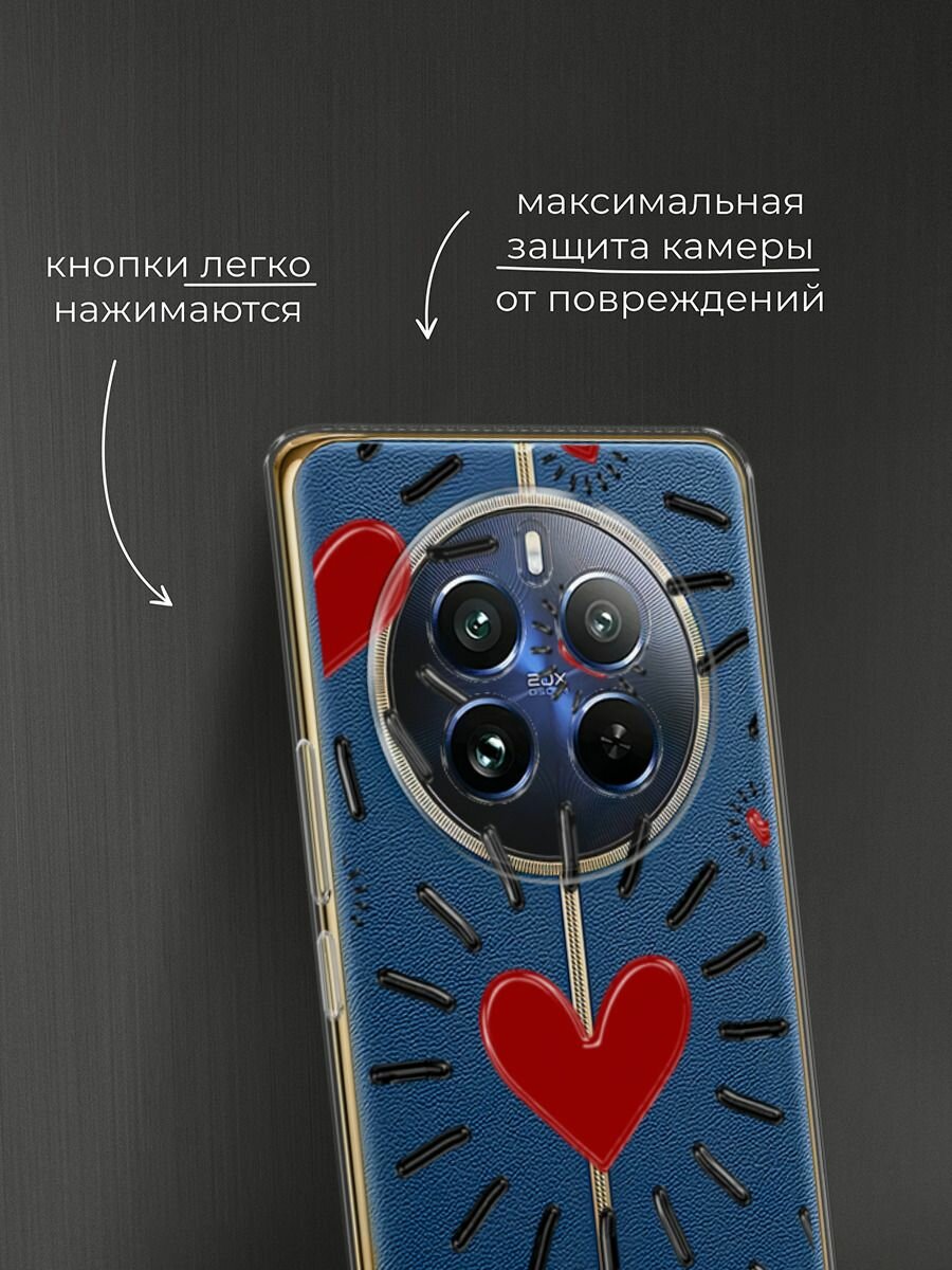 Чехол на Realme 12 Pro / Реалми 12 Про с принтом "Бордовые сердца паттерн" — фото 1