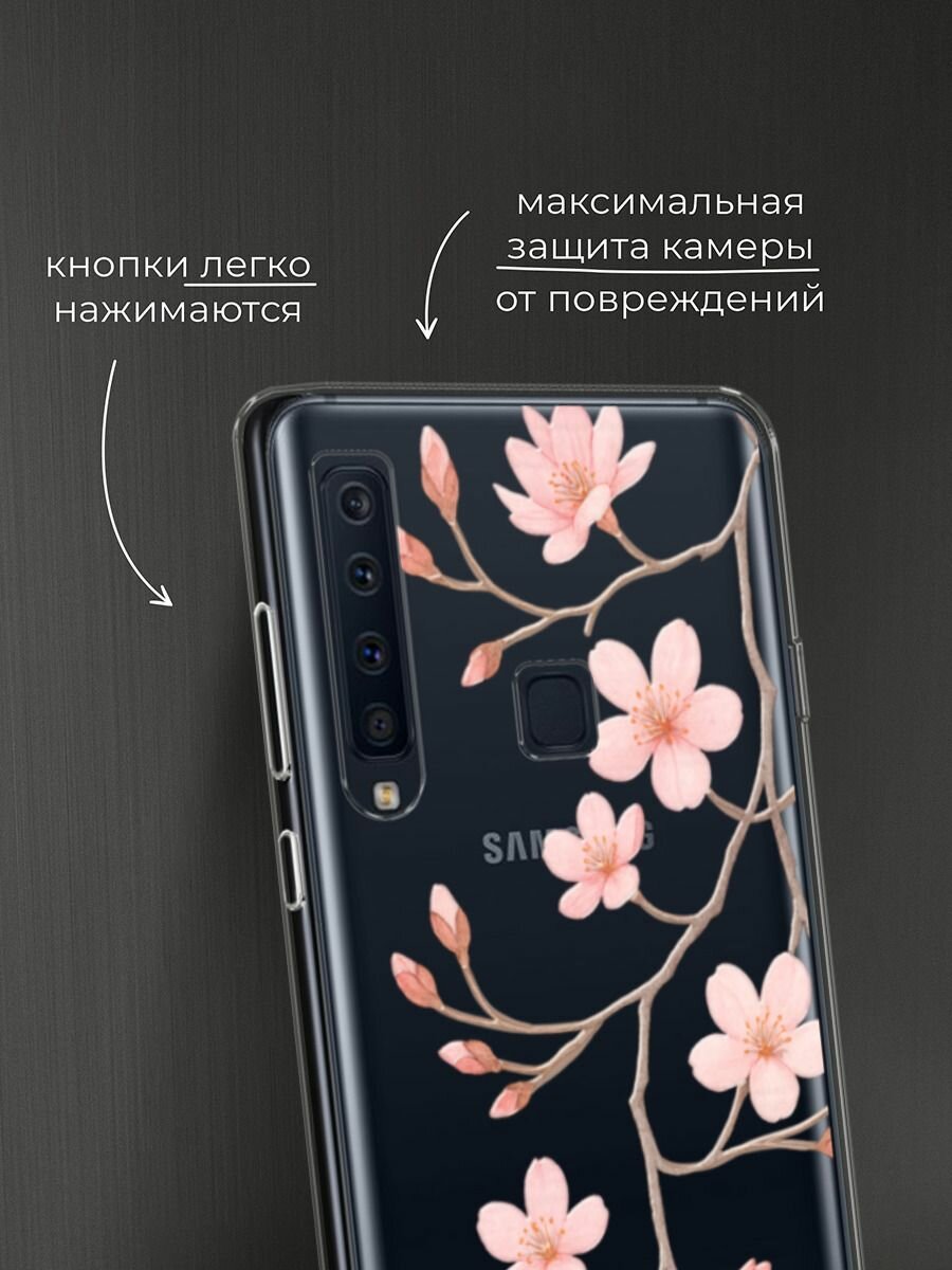 Чехол на Samsung Galaxy A9 2018 / Самсунг Галакси А9 2018 с принтом "Веточка распускающейся сакуры 2" — фото 1