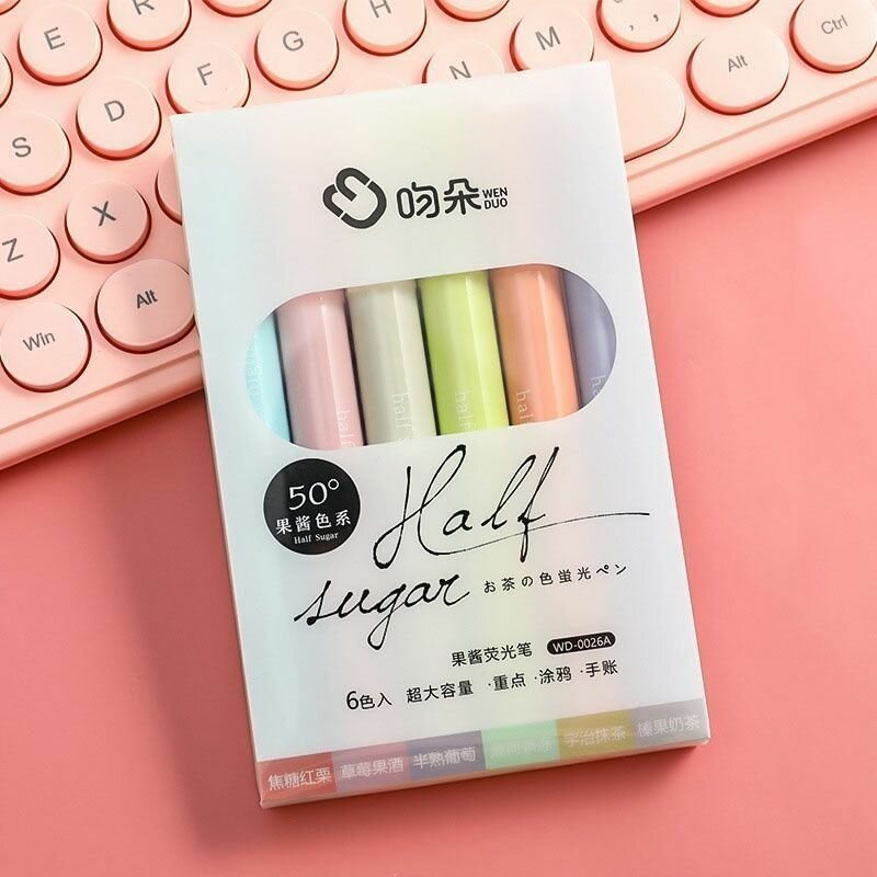 6 Цветная флуоресцентная ручка Многоцветная маркировочная ручка