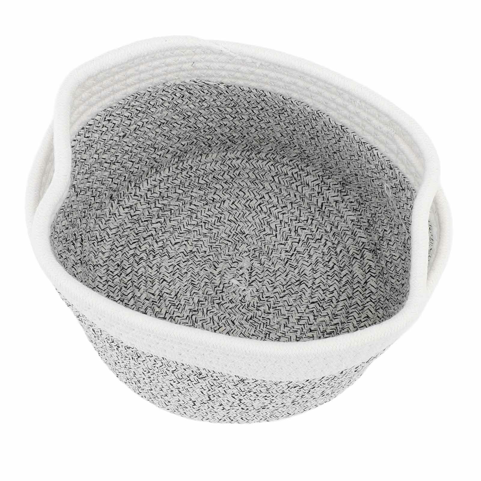 Складная корзина для белья Многоцелевая большая вместительная тканая складная корзина для белья из хлопка и льна для домашней спальни Белый, серый 25x20 см / 9,8x7,9 дюйма