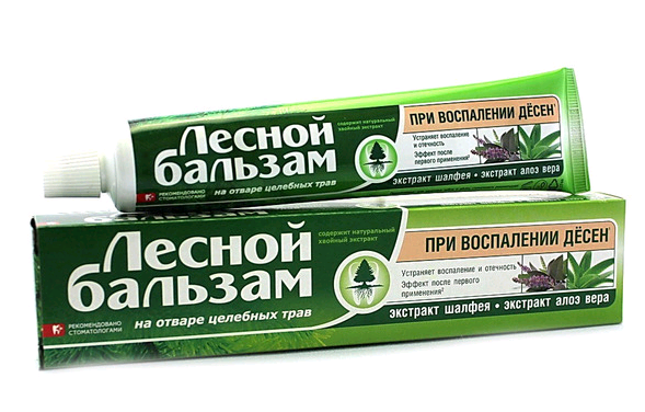 Лесной Бальзам При Воспалении Десен Зубная паста "экстракт шалфея и экстракт алоэ вера" 75 мл.