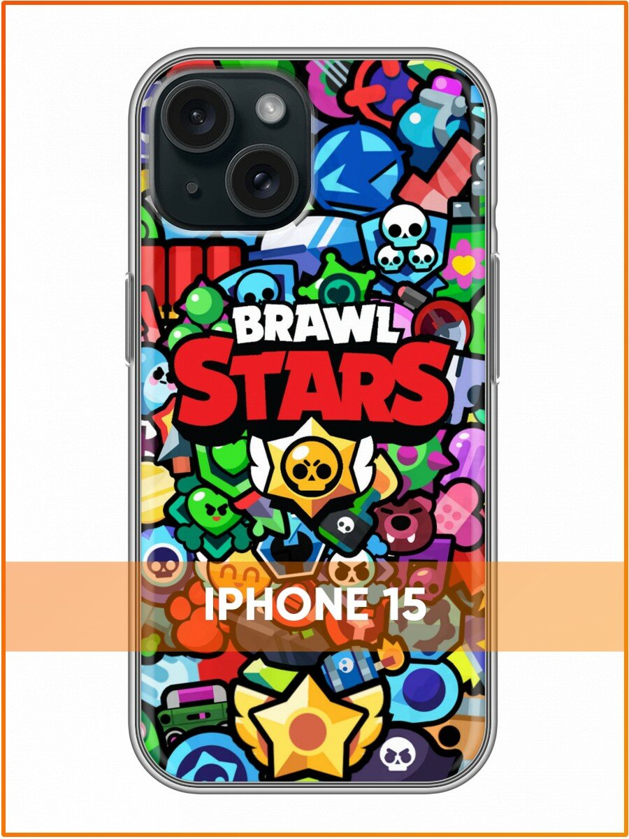 Чехол для Iphone 15 с принтом для мальчиков Brawl Stars (Айфон 15)