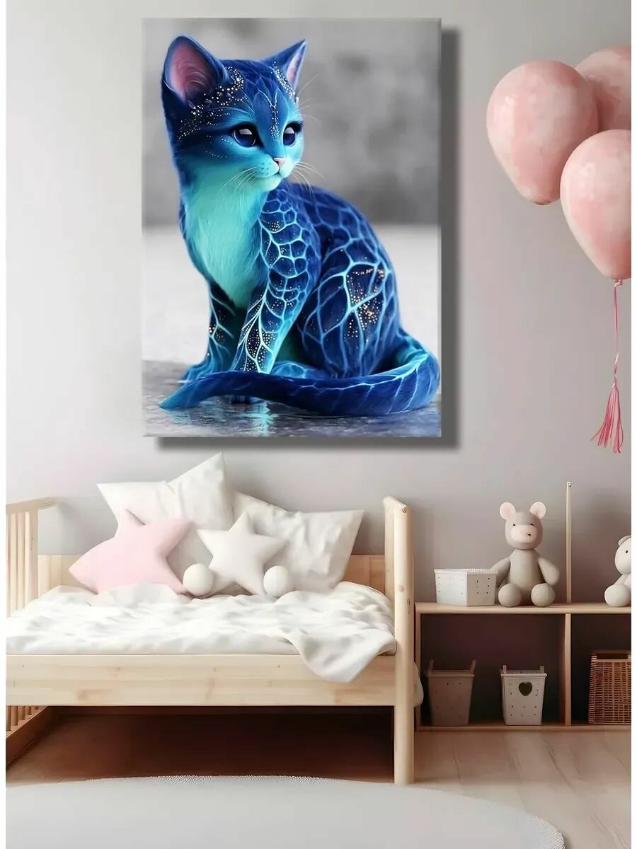 Картина "Снежный котенок", на стену 30х40см 1шт.