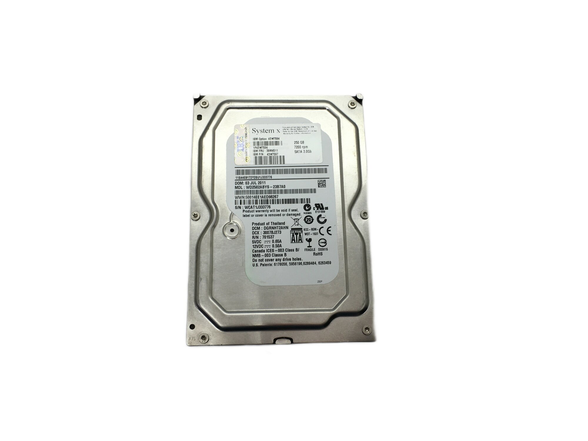 Жесткий диск 3,5" 250 Gb IBM 43W7594 7200 rpm SATA