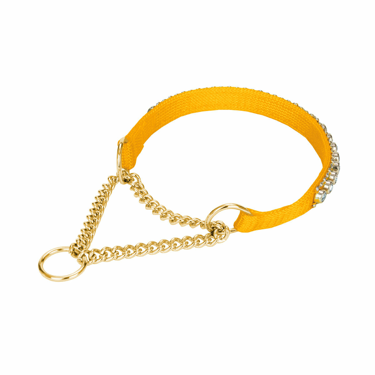 Ошейник-полуудавка для собак ZooOne со стразами 10мм (18*25см) с цугом (золото) жёлтый 75-2095