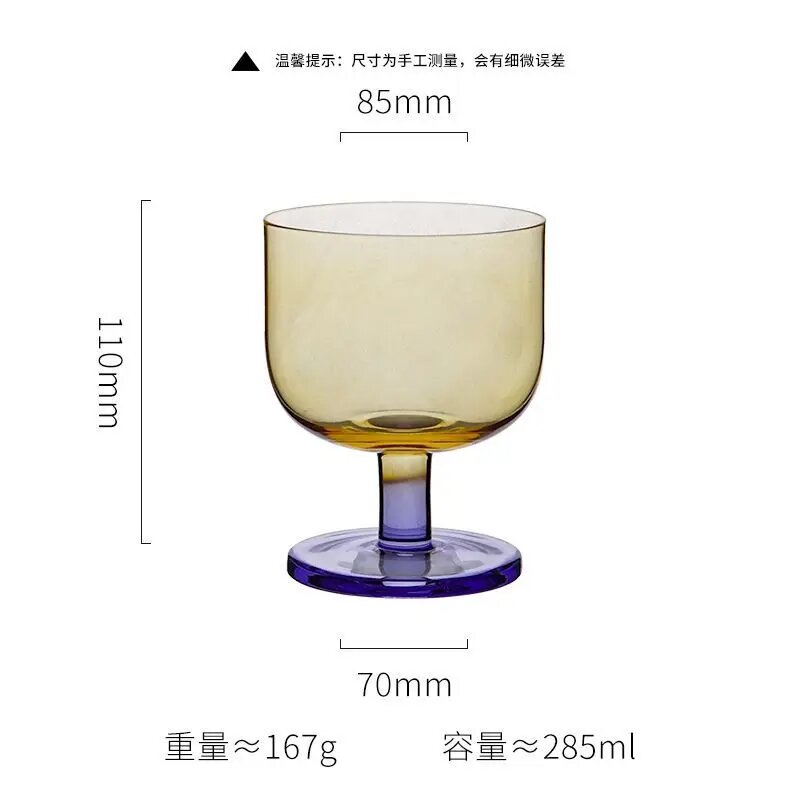 Ручная стеклянная чаша с высокой ножкой, Ice Lime, 201-300 мл