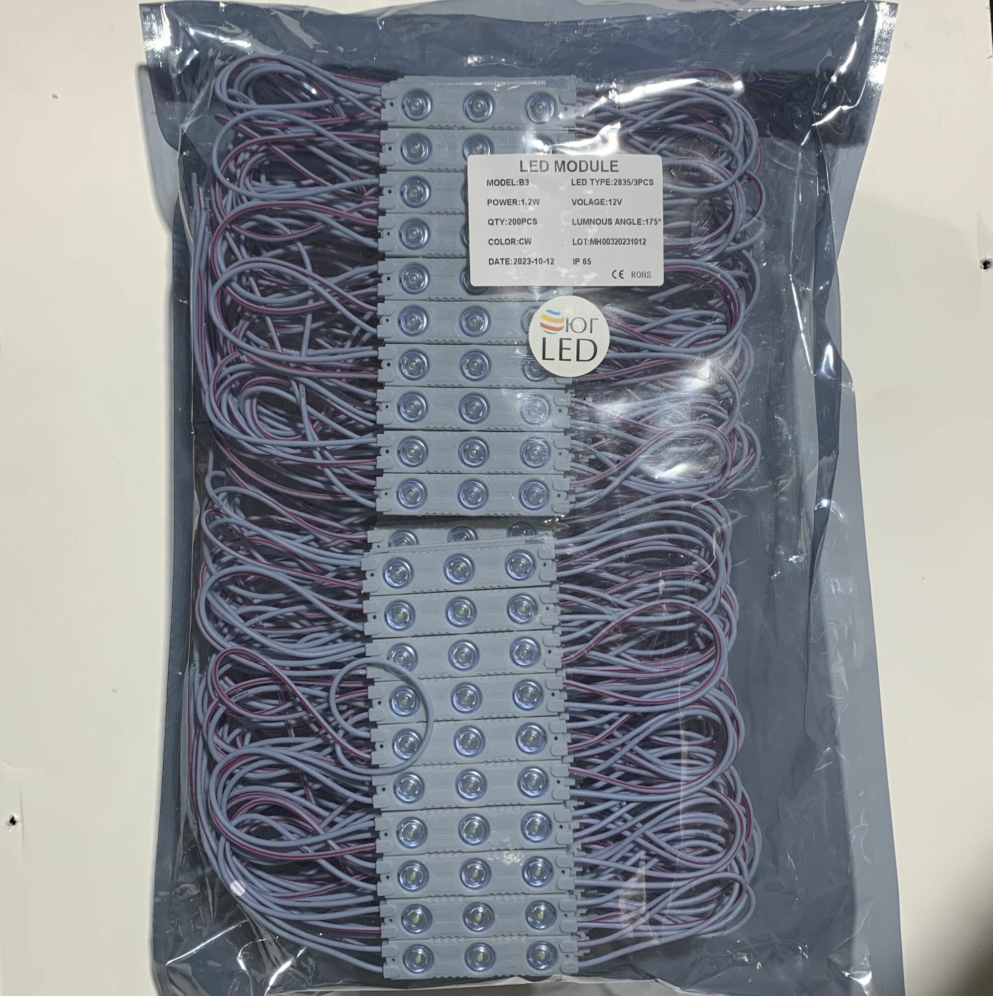 Светодиодный линейный модуль 3SMD Lux 12V 1,2W (белый холодный) IP65 200 шт