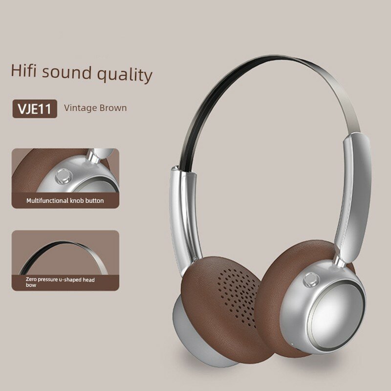 Американские ретро беспроводные наушники Bluetooth с длительным сроком службы батареи и глубоким басом — коричневый