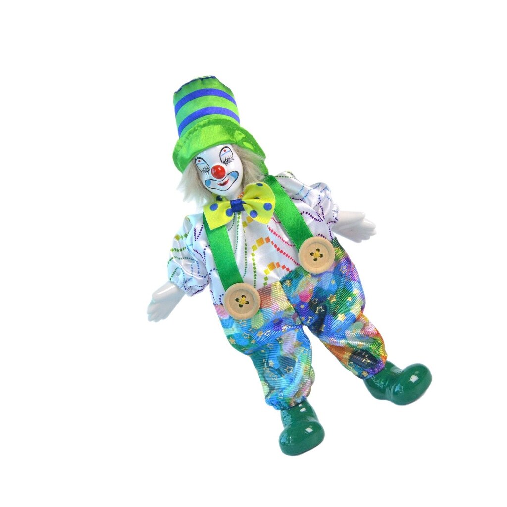 25-сантиметровая керамическая кукла клоуна с гибким проволочным каркасом и подвижным телом для карнавалов, рождественских украшений и коллекционирования
