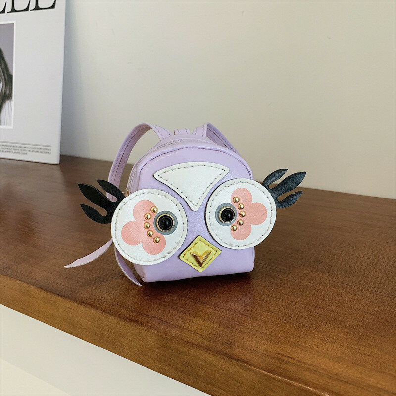 Модный мини-кошелек для монет в виде совы для детей в нескольких цветах с удобным наплечным ремнем, фиолетовый