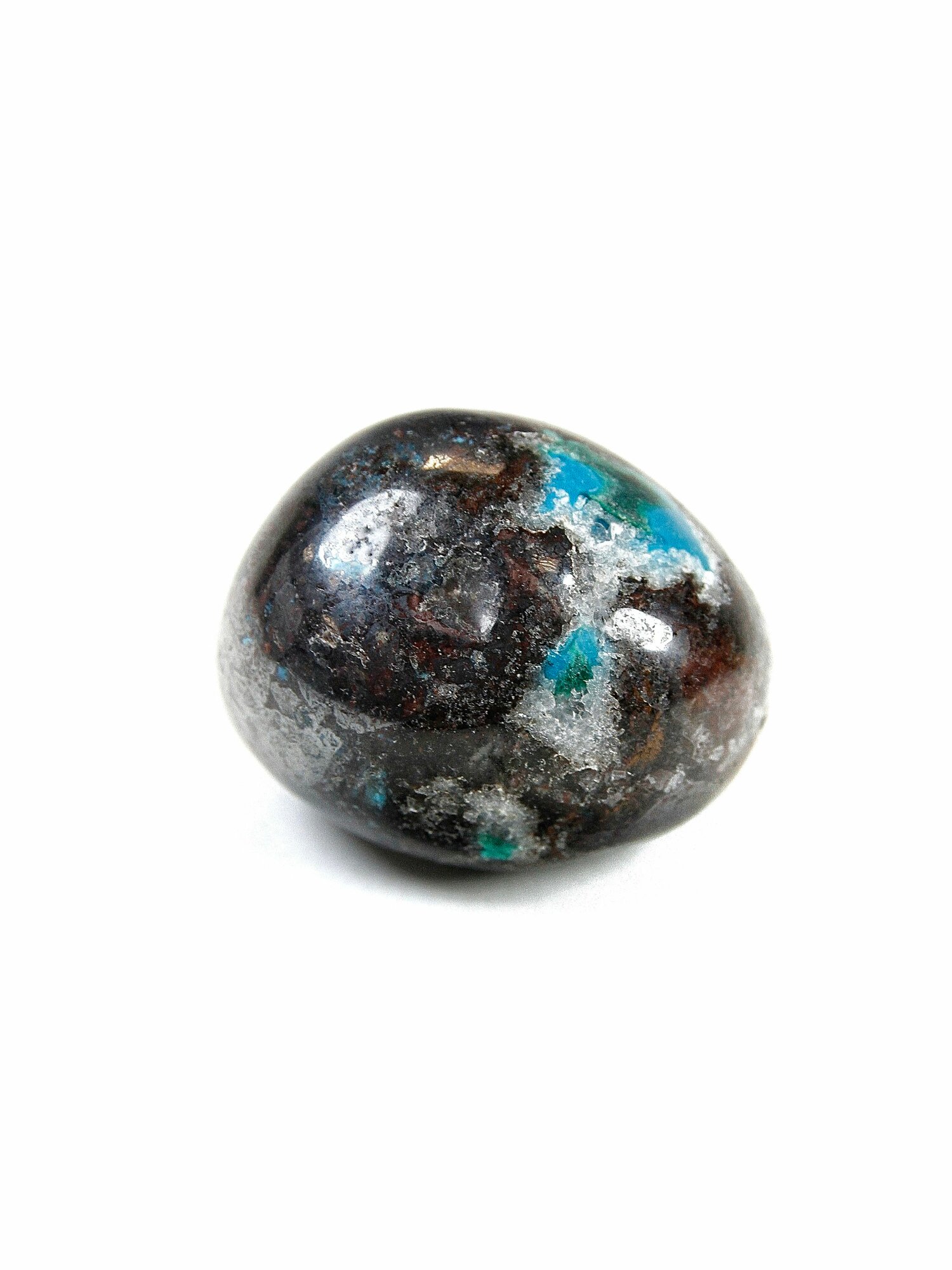 Хризоколла - 2-3 см, натуральный камень, галтовка, 1 шт - для декора, поделок, бижутерии