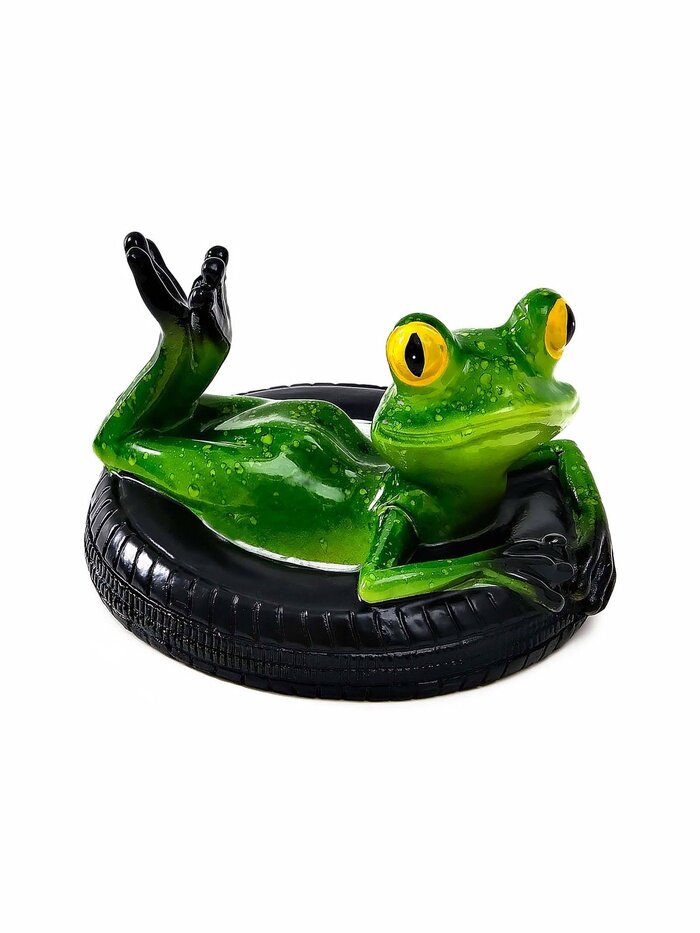 Садовая фигура 14 х 13 х 9,5 см "Лягушка на шине" Водоплавающая 10924233