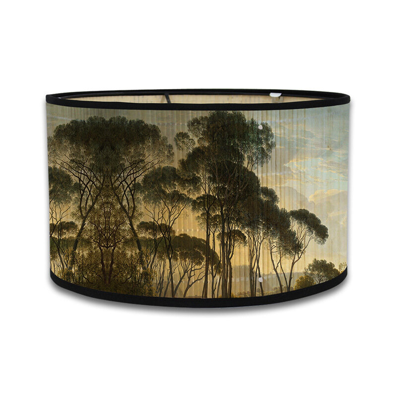 Абажур с скандинавским зеленым растительным узором, Элегантный бамбуковый абажур