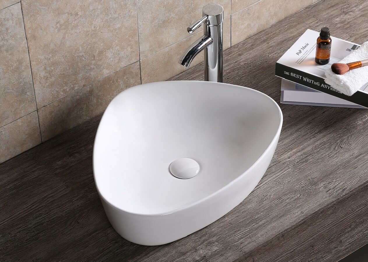 Раковина Ceruttispa CR0089 накладная, белая, треугольная 510х410х120