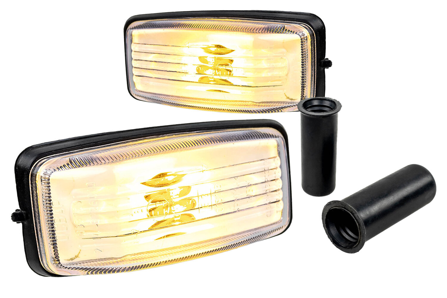 Повторители поворотов белые на передние крылья с защитными колпачками проводки для ВАЗ 2108-21099