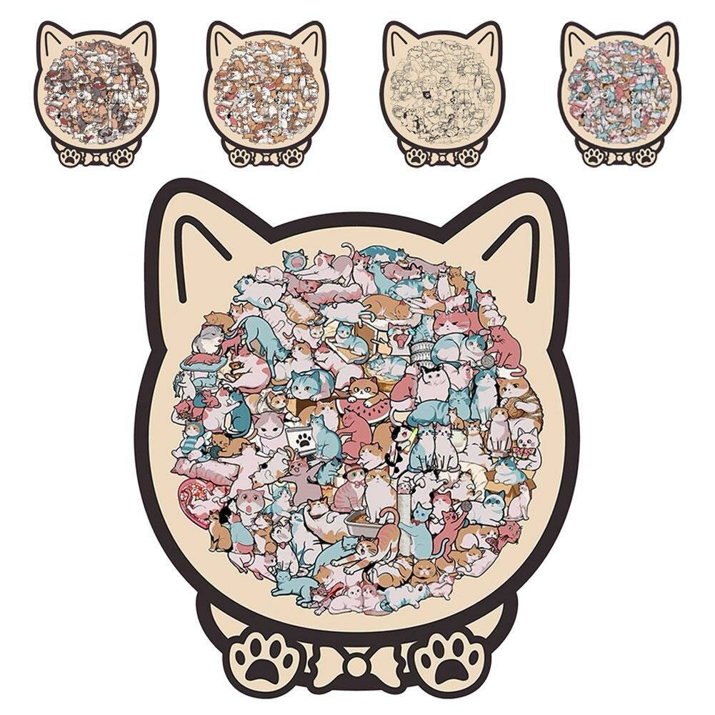 Деревянная головоломка в форме кошки