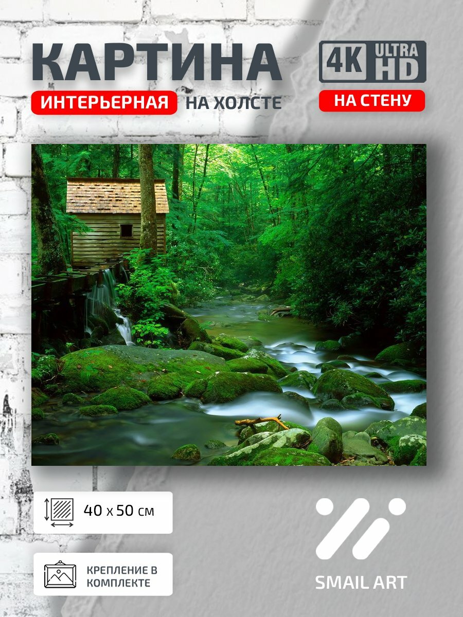 Картина на холсте интерьерная 40 на 50 на стену Мельницы Melnitsj_vodyanje_7 для офиса