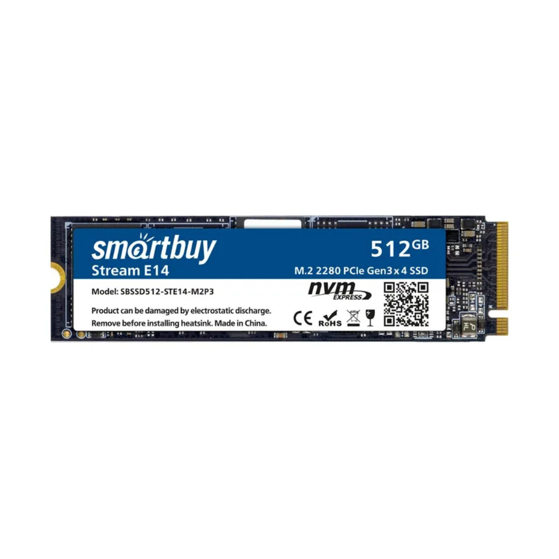 Флеш диск Smartbuy M.2 SSD 512Gb Stream E14 SBSSD512-STE14-M2P3 NVMe PCIe3