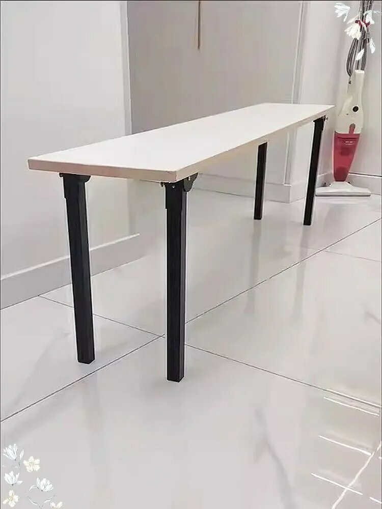 Складные металлические ножки для стола с фиксатором (2 шт.) без сверления, черный 70 см