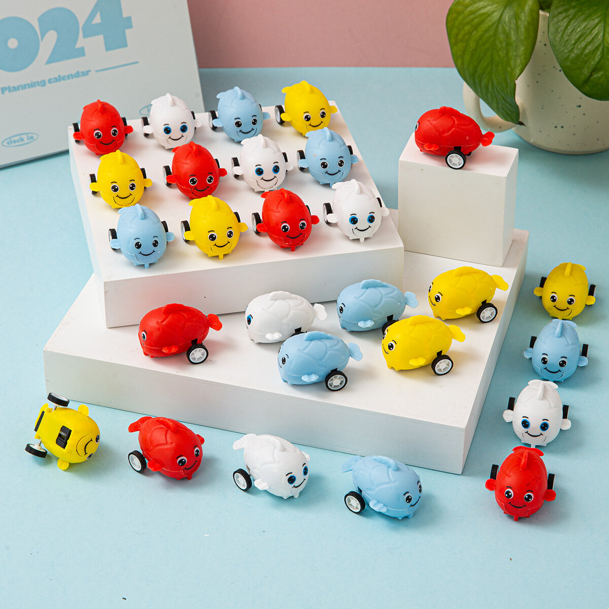 Детский игрушечный автомобиль с рисунком кой-фиш, резиновая лента, милый зверь, развивающая игра для дошкольников