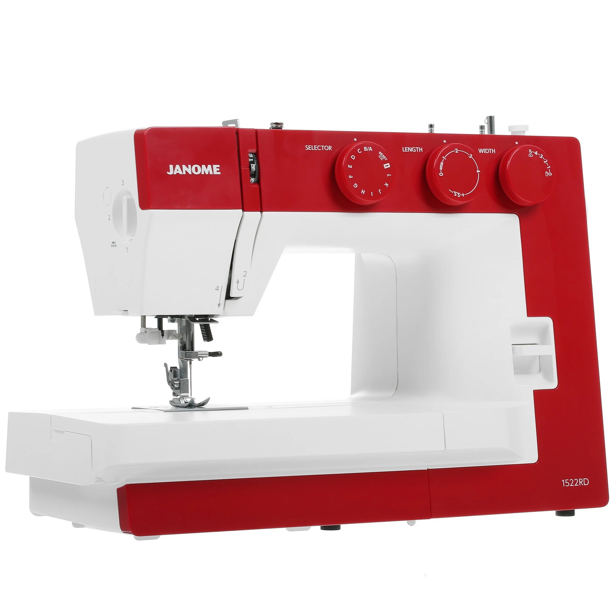 Швейная машина Janome 1522RD красный/белый, электромеханическая