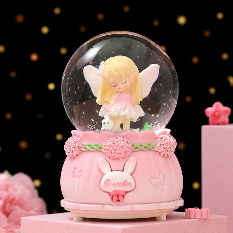 Мечтательная девочка, музыкальная шкатулка с кристальным шаром в виде единорога, украшение, музыкальная шкатулка для студентов, снежинка, водяной шар, подарок на день рождения