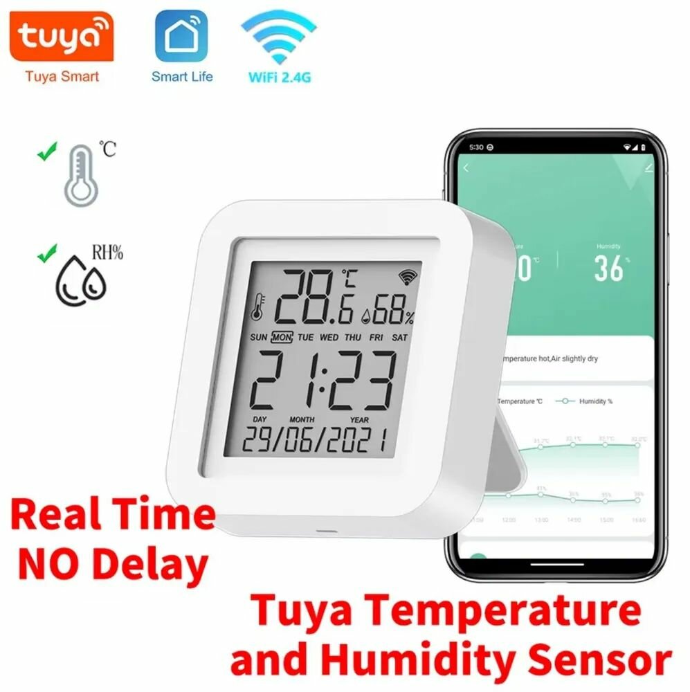 Интеллектуальный датчик температуры и влажности дома Tuya WIFI