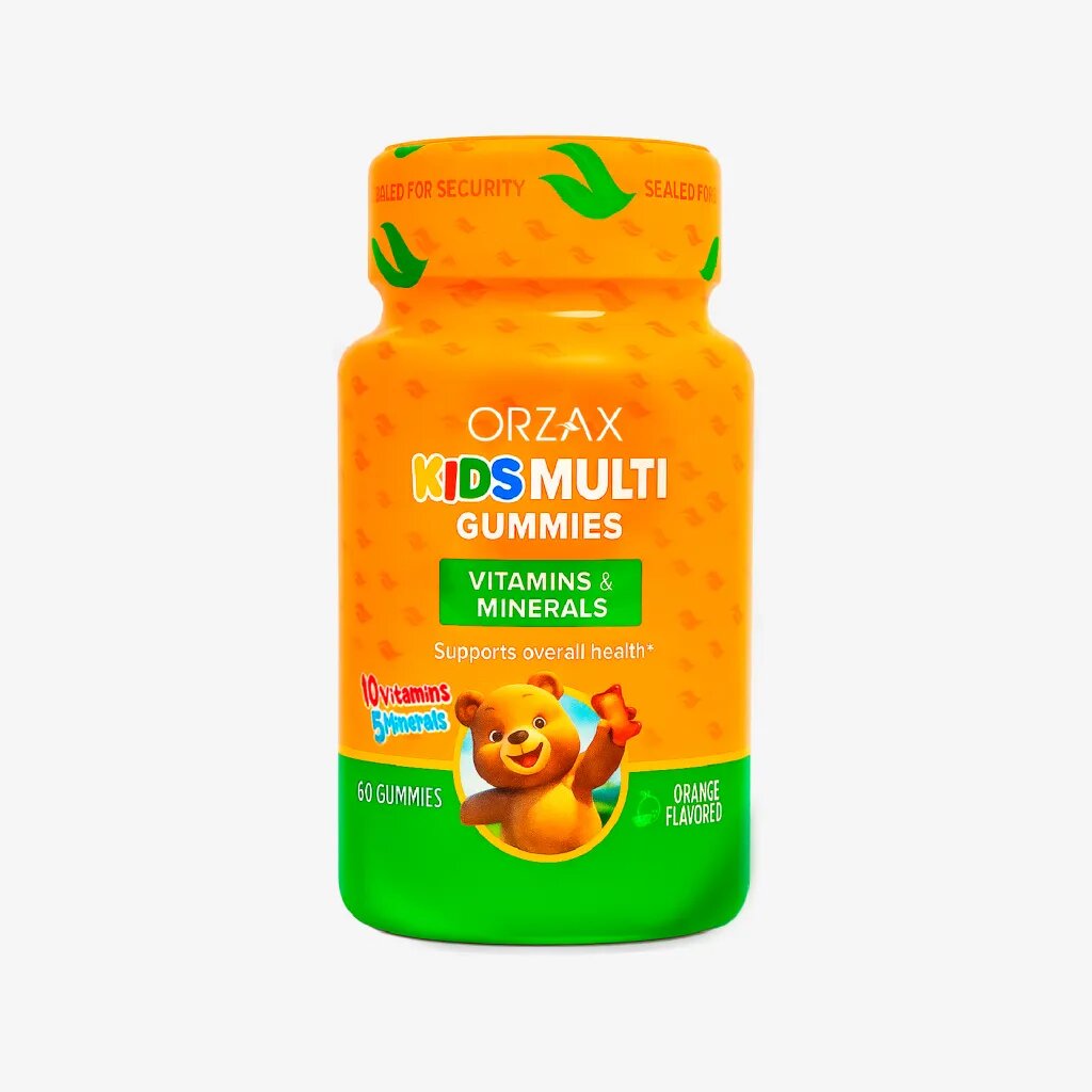 Orzax Kids Multi Gummies, Мультивитамины для детей, апельсиновый вкус 60 жевательных мармеладок