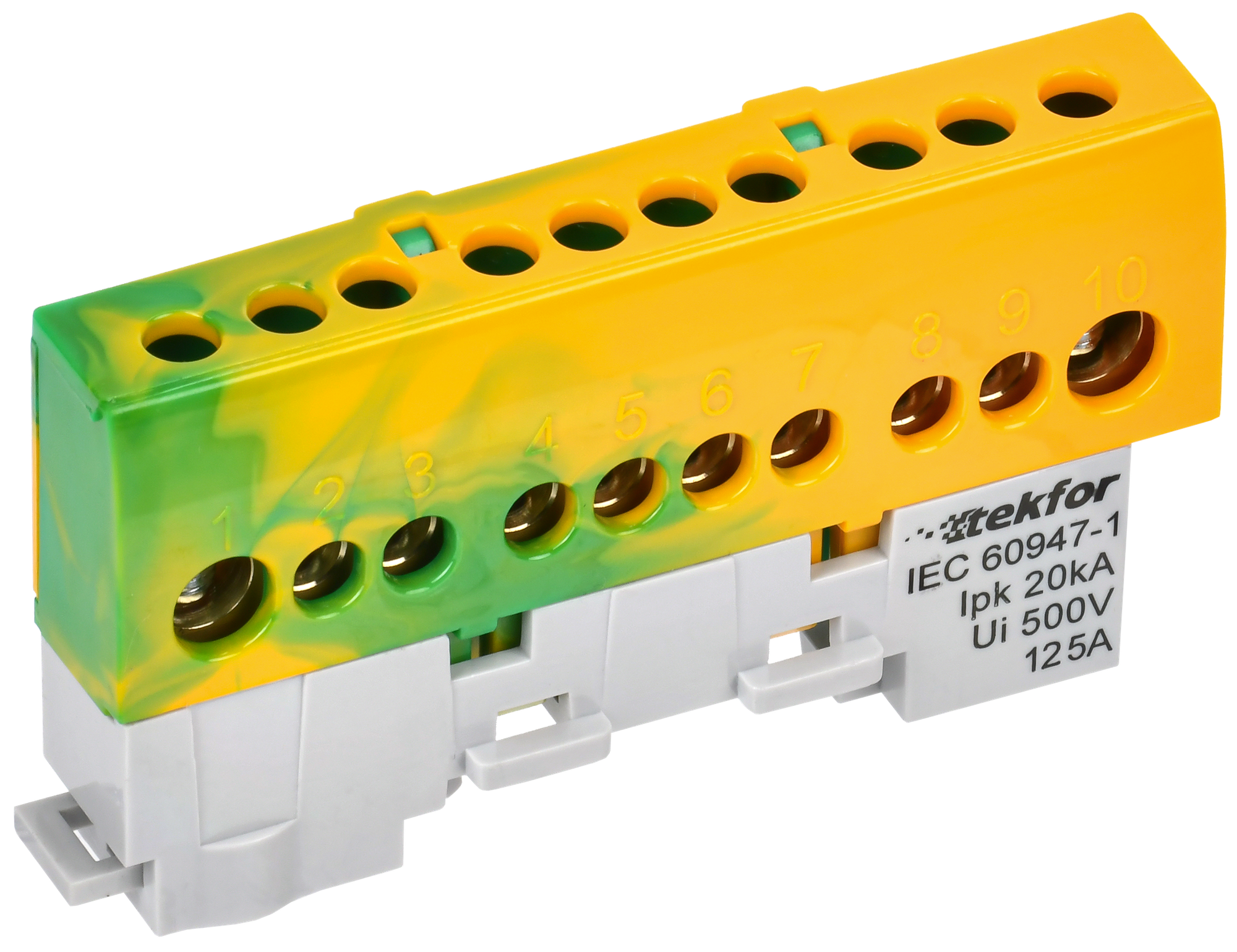 TEKFOR Шина PE земля изолированная на универсальном держателе 8х12-10-ЖЗ IEK IEK TF-NN20-10-KL-K52