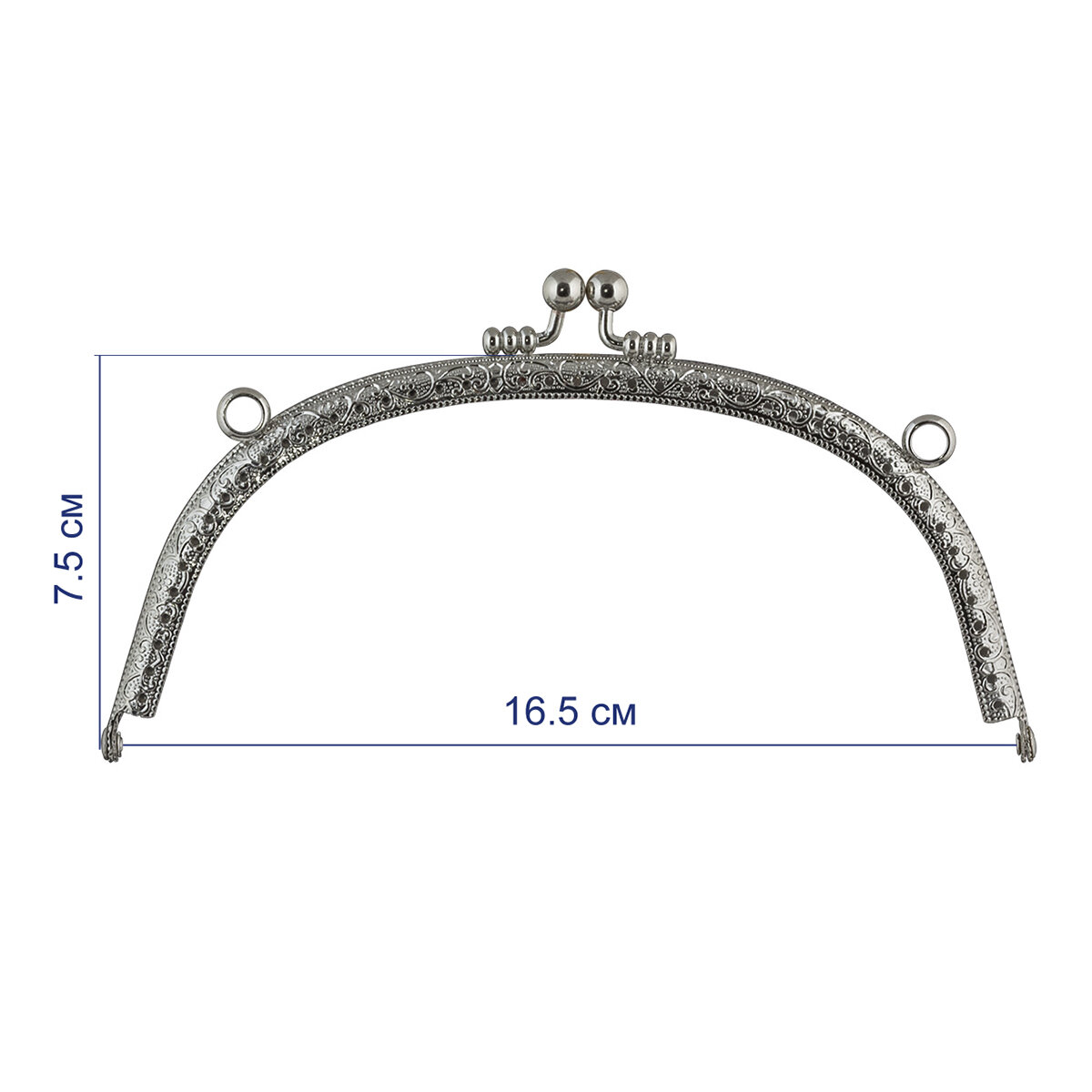 Фермуар Gamma FER-10 №02, для сумок, металлический, серебристый, 16.5x7.5 см