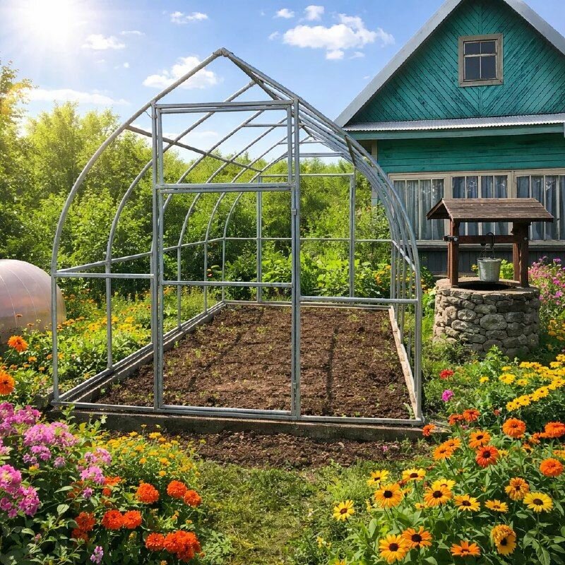 Каркас теплицы "Крона мини" 2х6м/шаг 1м/без поликарбоната/каркас 20х20 оцинкованный/Завод Металлосфера