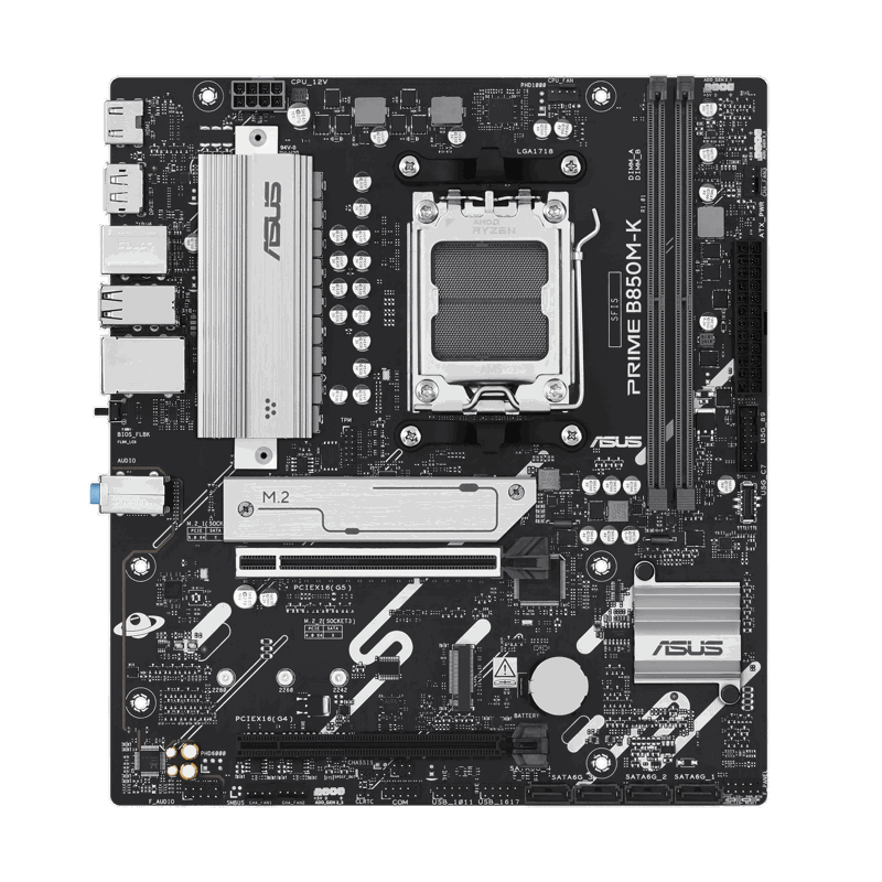 Материнская плата ASUS PRIME B850M-K, поддержка AMD Ryzen 7000/8000/9000, DDR5