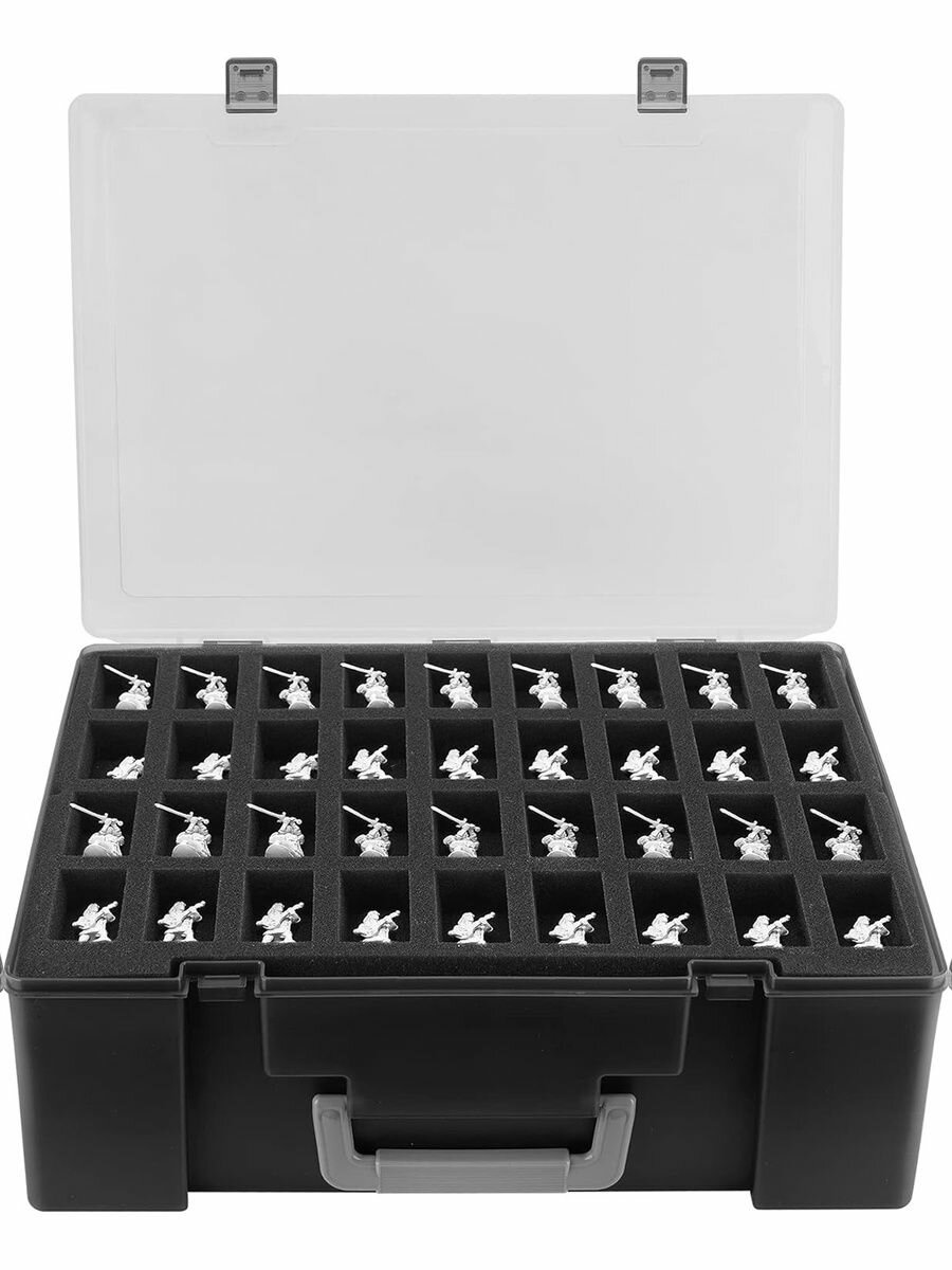 Прочный кейс для переноски фигурок -108 слотов для переноски миниатюрных фигурок, совместимый с Warhammer 40k, Dungeons & Dragons и др.