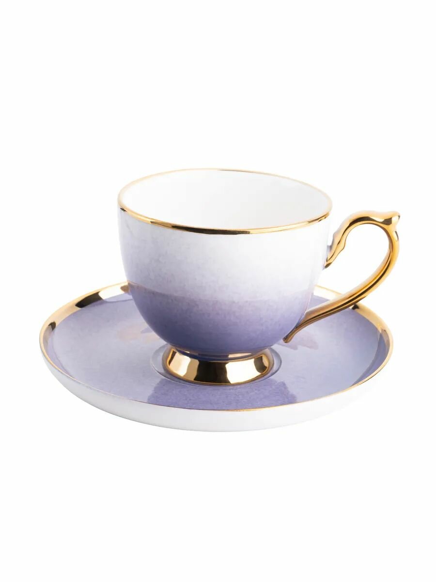 Чайный сервиз D.L.K, 6 чашек и блюдец, фарфоровый, голубой/фиолетовый, на 6 персон