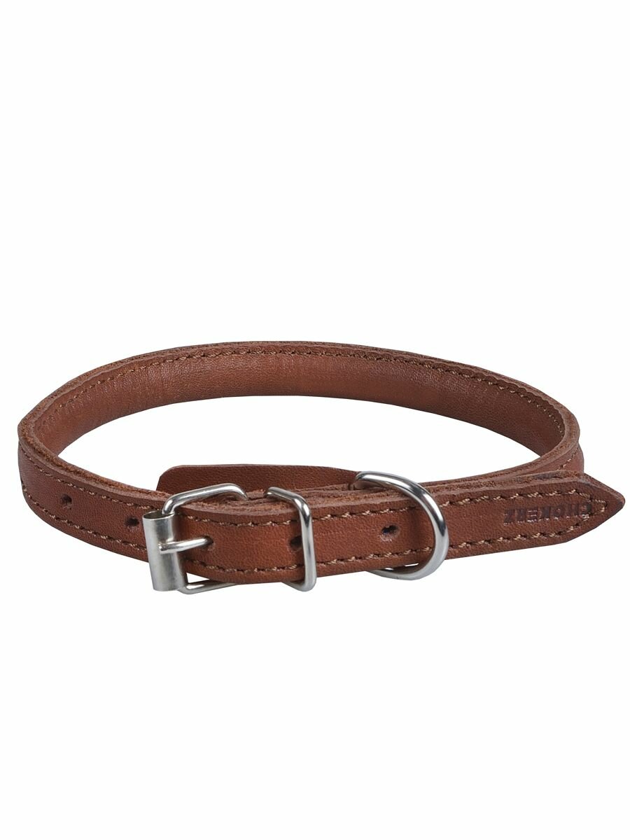 Ошейник для собак средних пород, натуральная кожа, круглый на шею 27-35 см.
