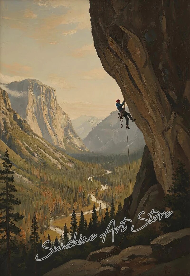 Холст "Альпинист в горах" 40x60см, цвет 8, без рамки