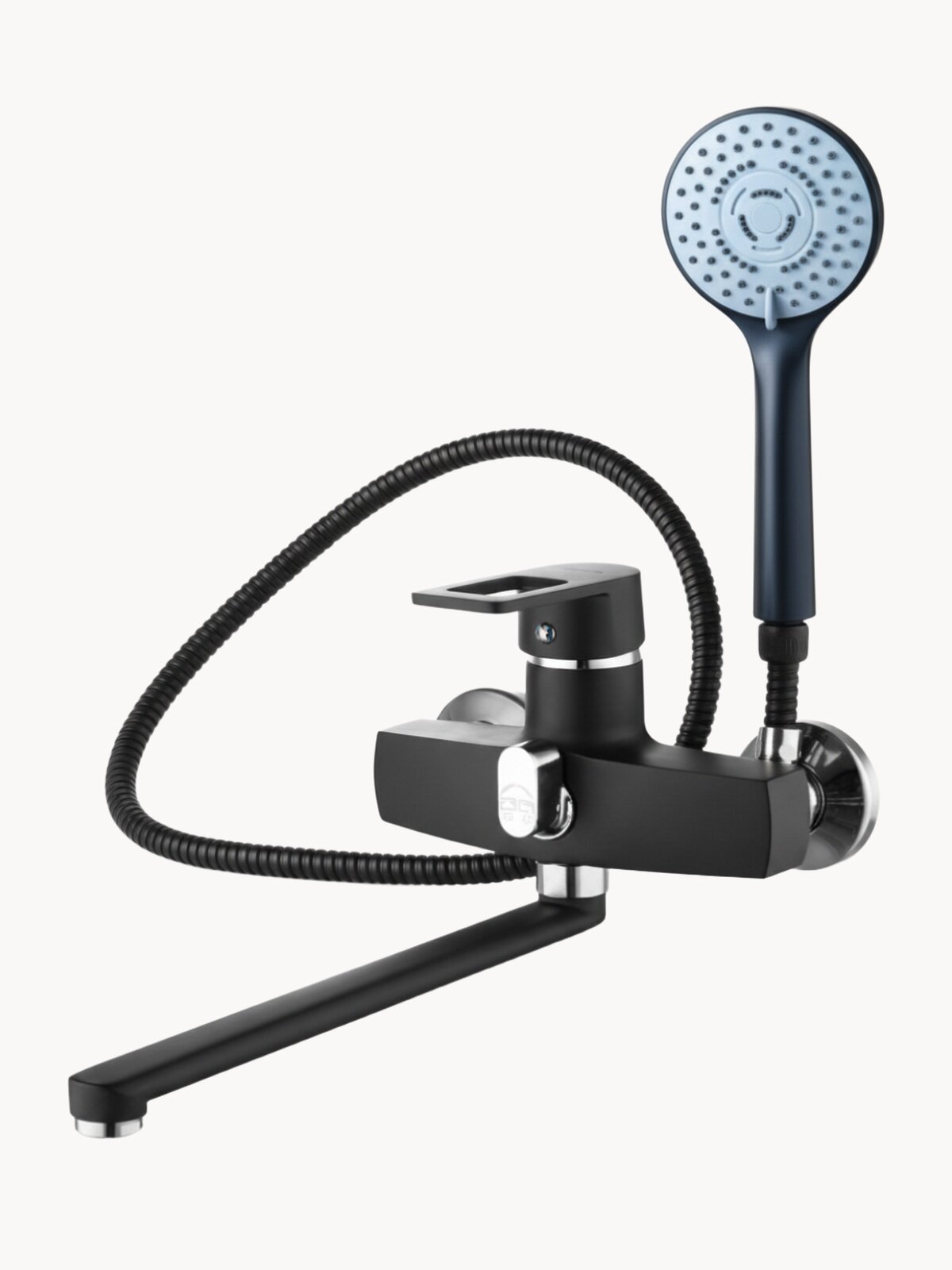 Смеситель для ванны черный с лейкой, душевой гарнитур, нержавеющий, поворотный