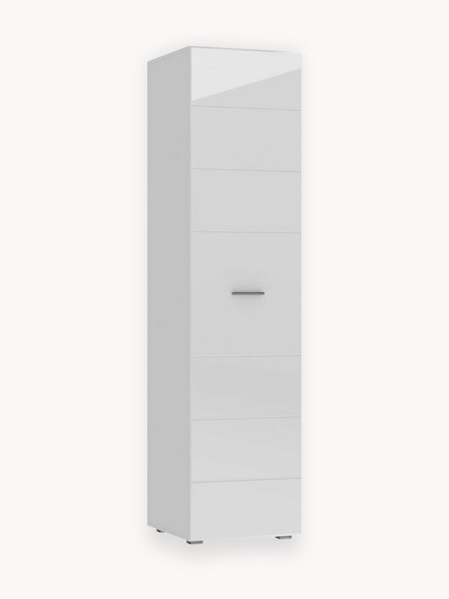 Шкаф для одежды 1-дверный Gloss, белый/белый глянец, МДФ фасады